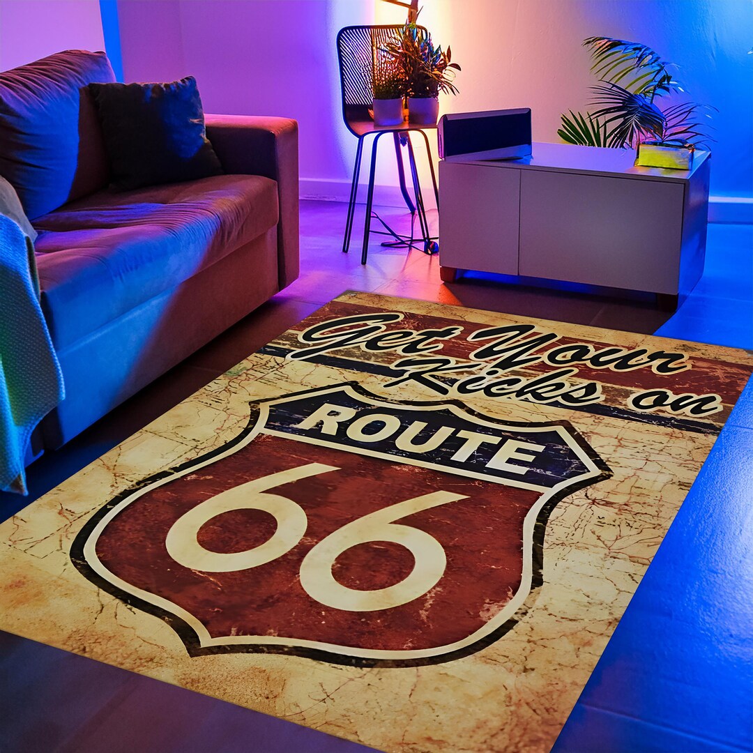 Route 66 Rug, Retro Route 66 Rug, America's Main Street Historic Route ...