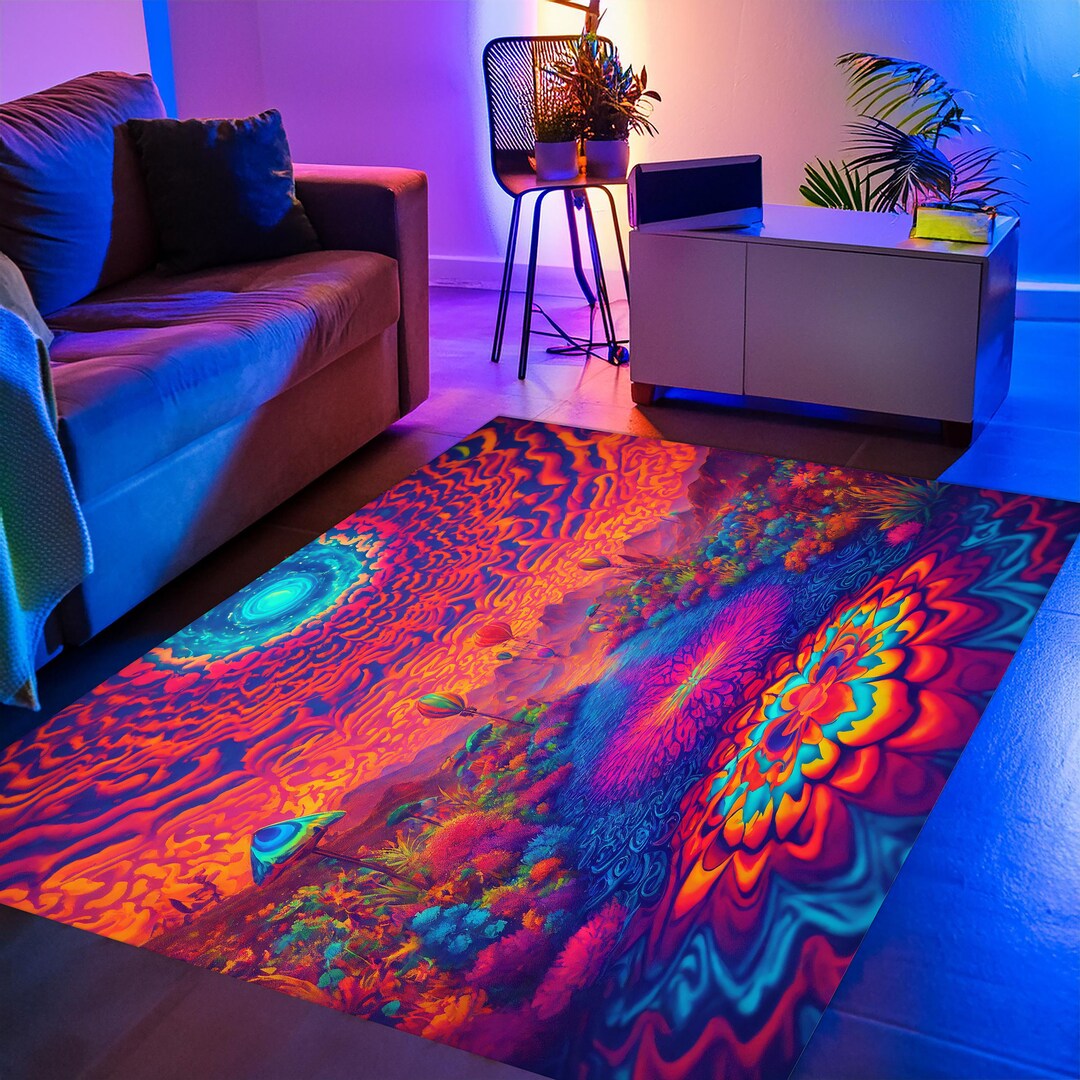 Psychedelic Rug, Trippy Art Rug, Hippie Rug, Modern Rugs, Anti-slip ...