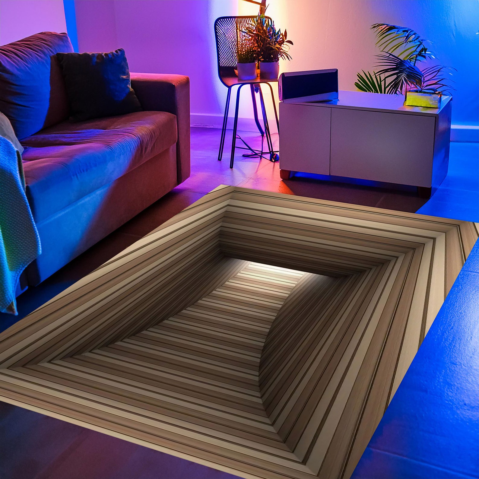 Tunnel Rug, Optical Illusion Rug, Illusion Rug, Rectangular Illusion ...