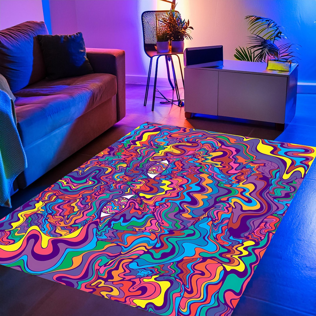 Psychedelic Rug, Trippy Art Rug, Hippie Rug, Modern Rugs, Anti-slip ...
