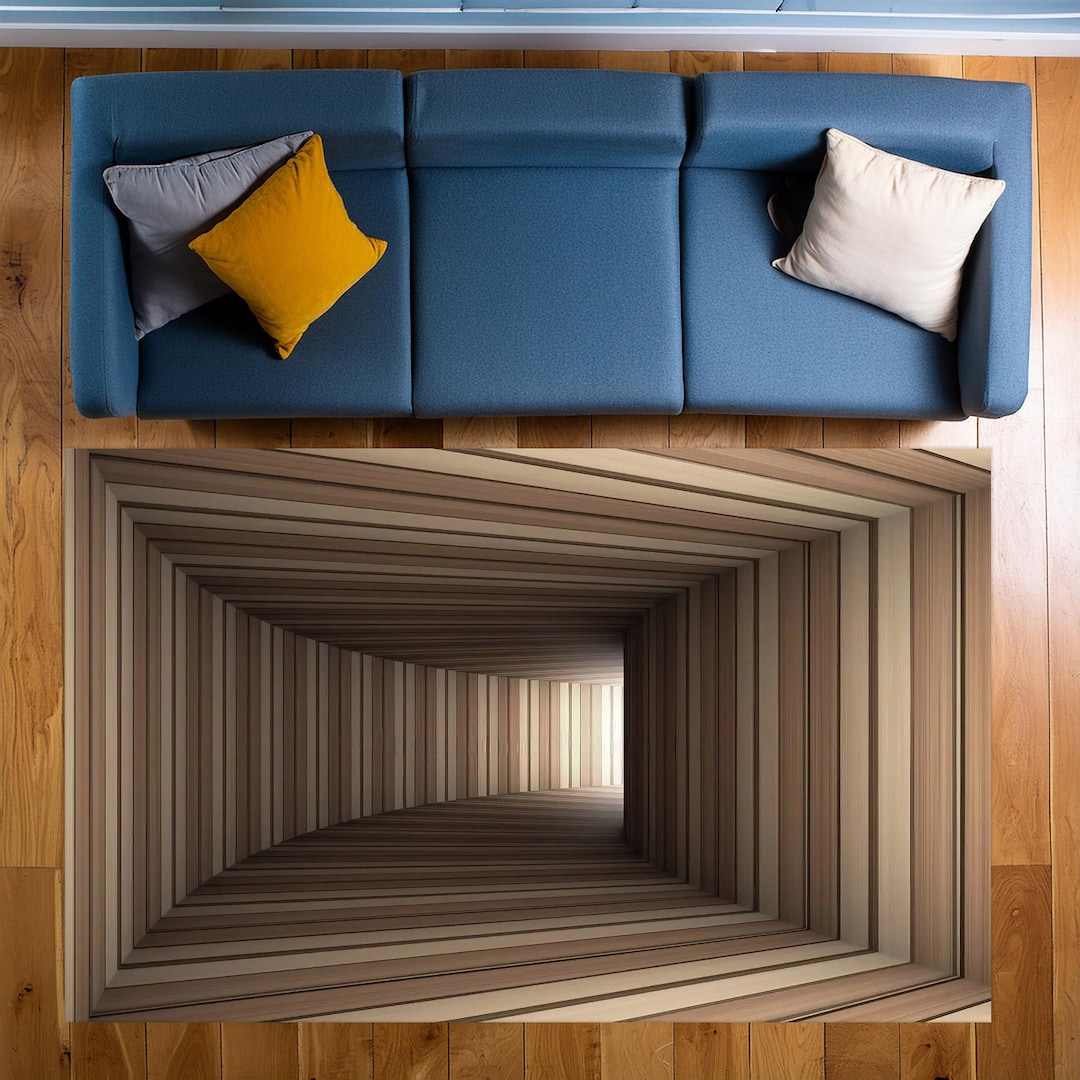 Tunnel Rug, Optical Illusion Rug, Illusion Rug, Rectangular Illusion ...