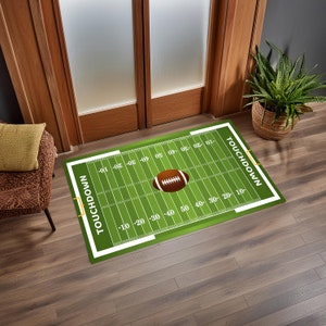 American Football Rug, Soccer Field Rug, Custom Team Logo Rug, Sports ...