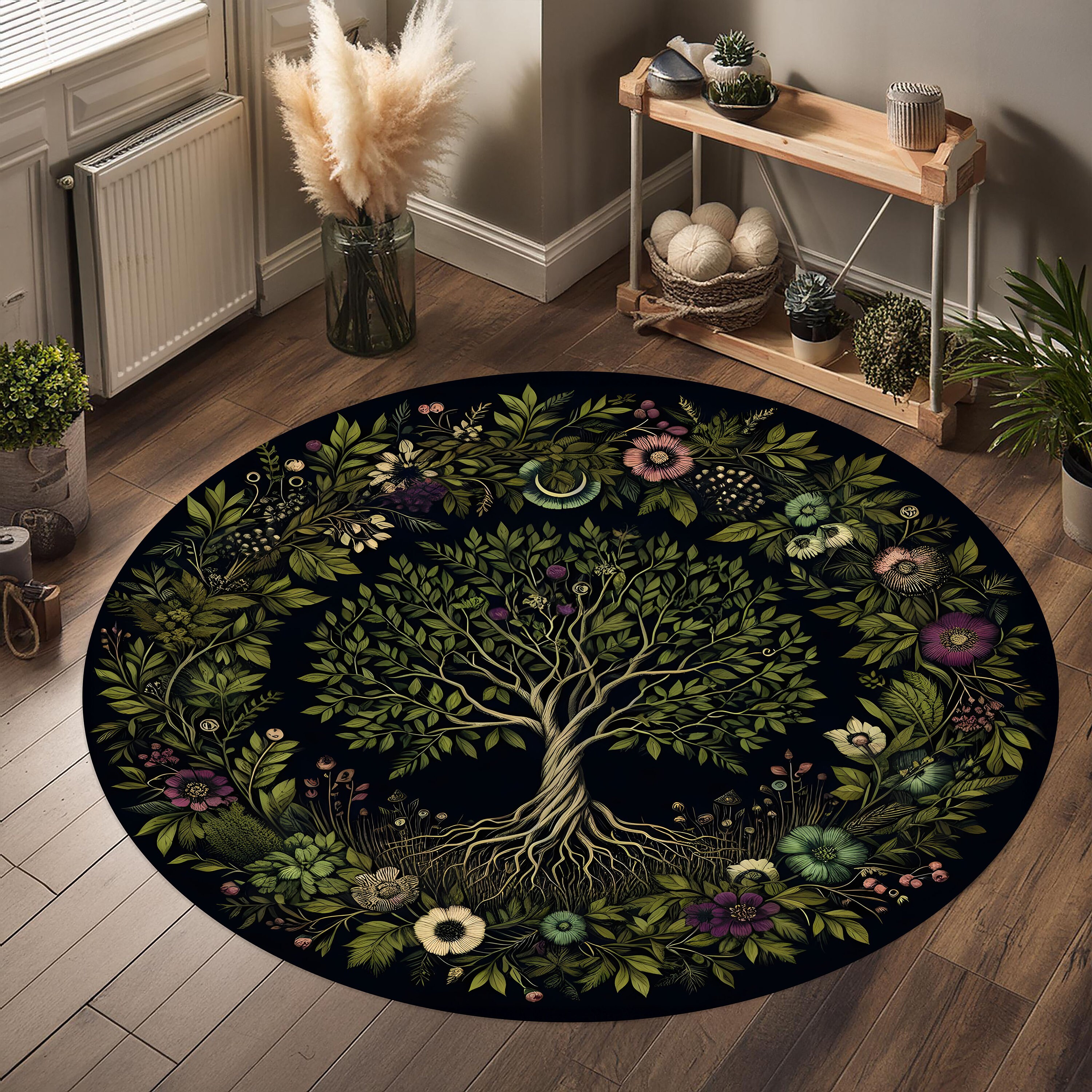 Tree of Life Decor, Tree of Life Rug, Black and White Tree Rug, Tree of ...