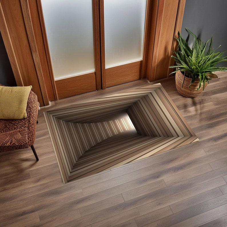 Tunnel Rug, Optical Illusion Rug, Illusion Rug, Rectangular Illusion ...