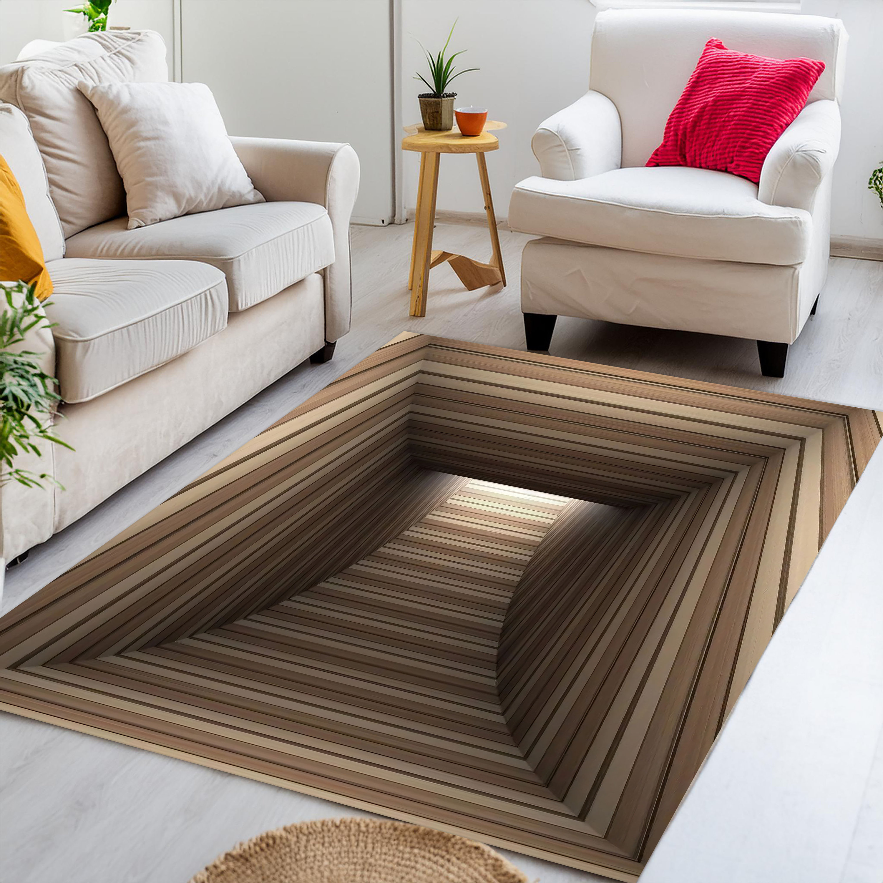 Tunnel Rug, Optical Illusion Rug, Illusion Rug, Rectangular Illusion ...