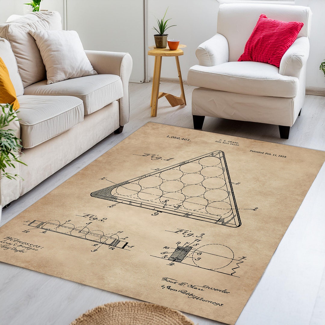 Billiard Ball Rug, Billiards Drawing Rug, Billiard Decor, Game Room Rug ...