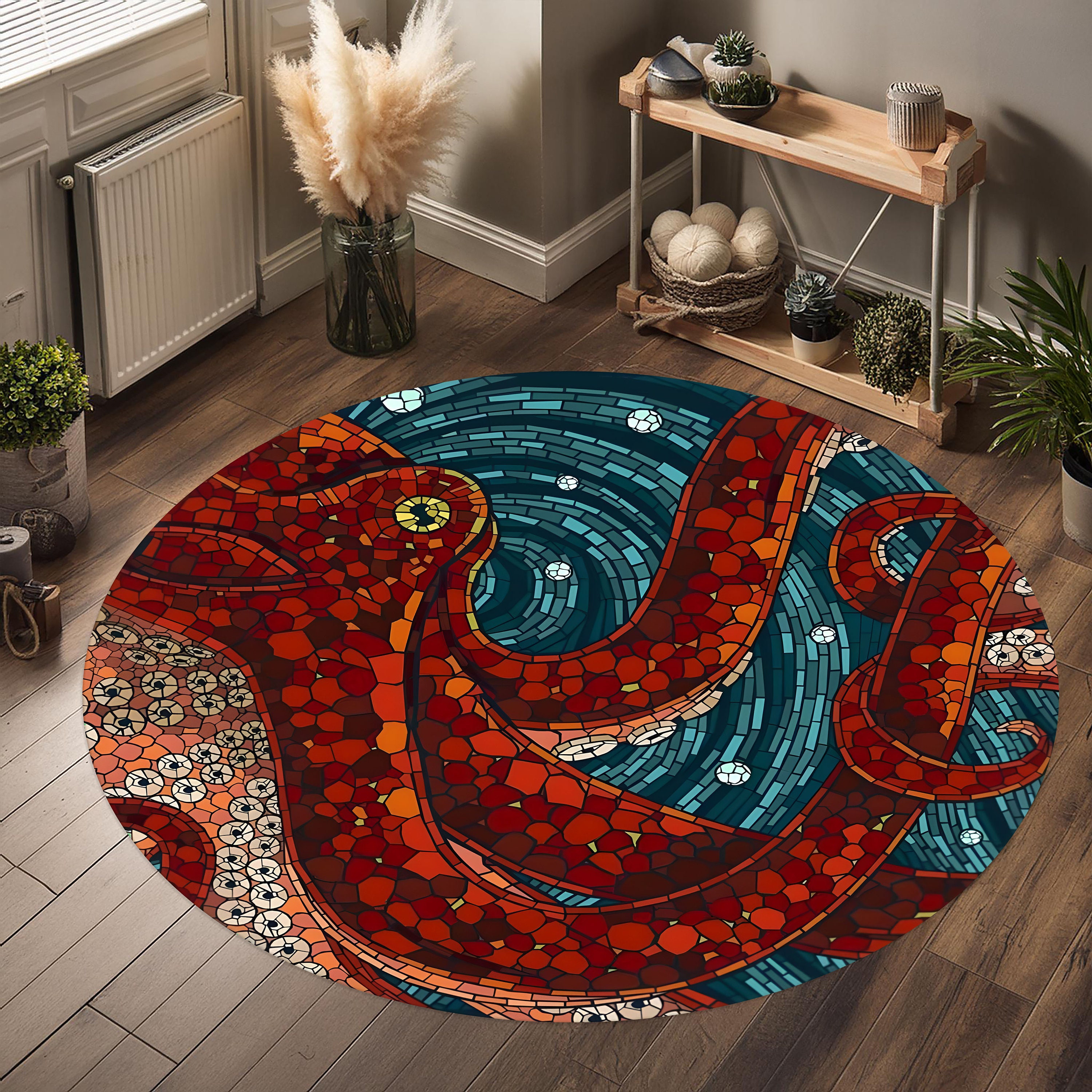 Octopus Rug,octopus Pattern Rug,animals Rug,wild Animal Rug, Mosaic ...