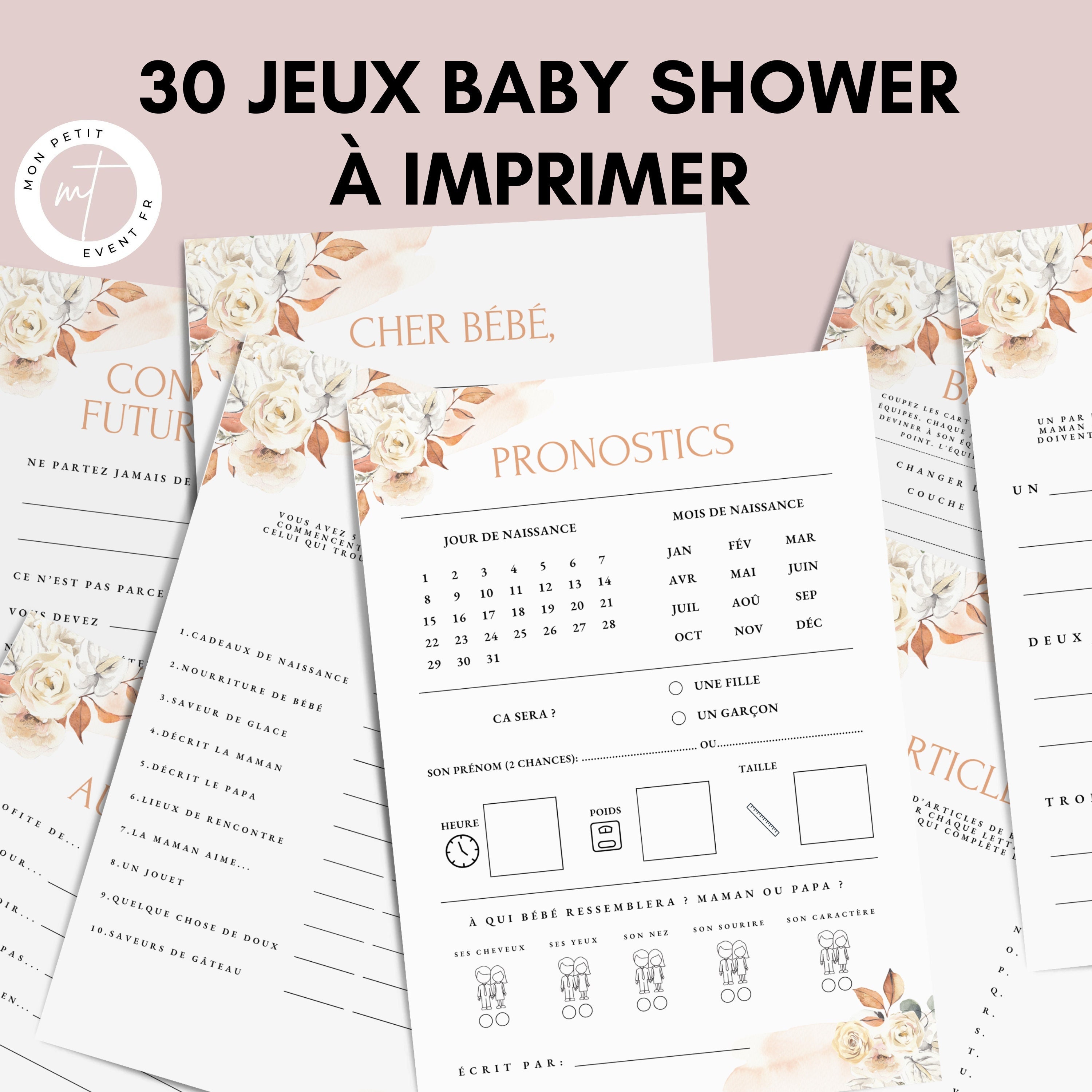 Jeux Baby Shower à imprimer - 30 Activités Baby Shower en français à ...