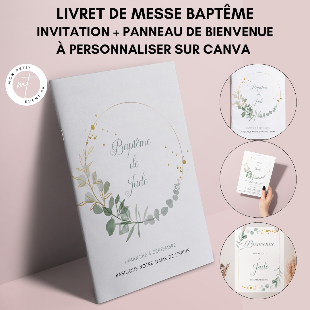 Livret De Messe Baptême à Personnaliser Sur Canva Livret De Messe ...