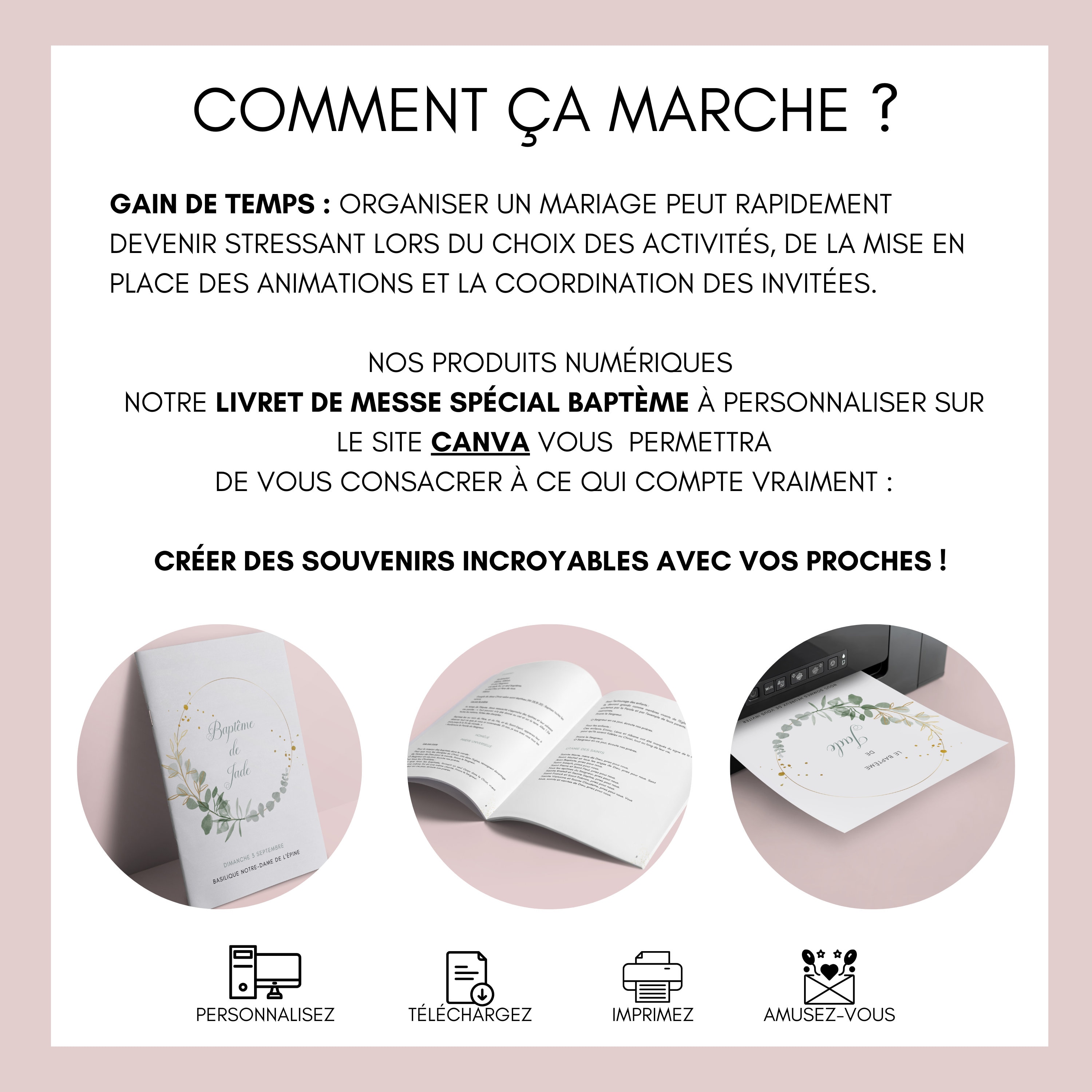 Livret De Messe Baptême à Personnaliser Sur Canva - Livret De Messe ...