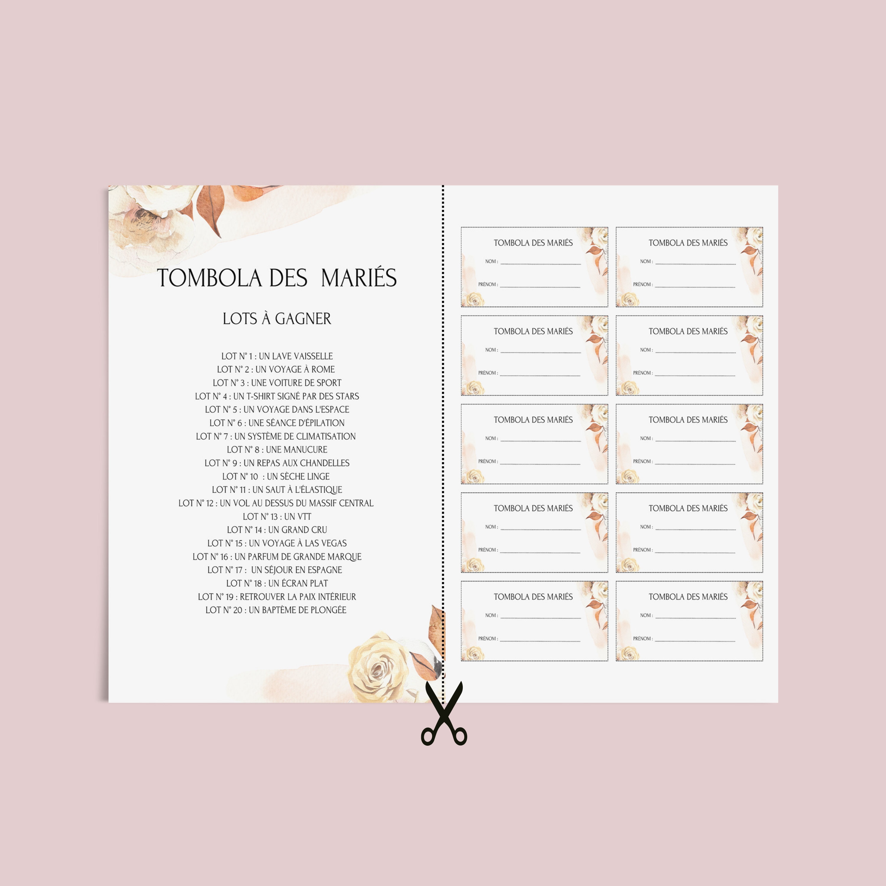 Wedding Raffle Game - Ideal Activity for a Wedding - Wedding Lottery ...