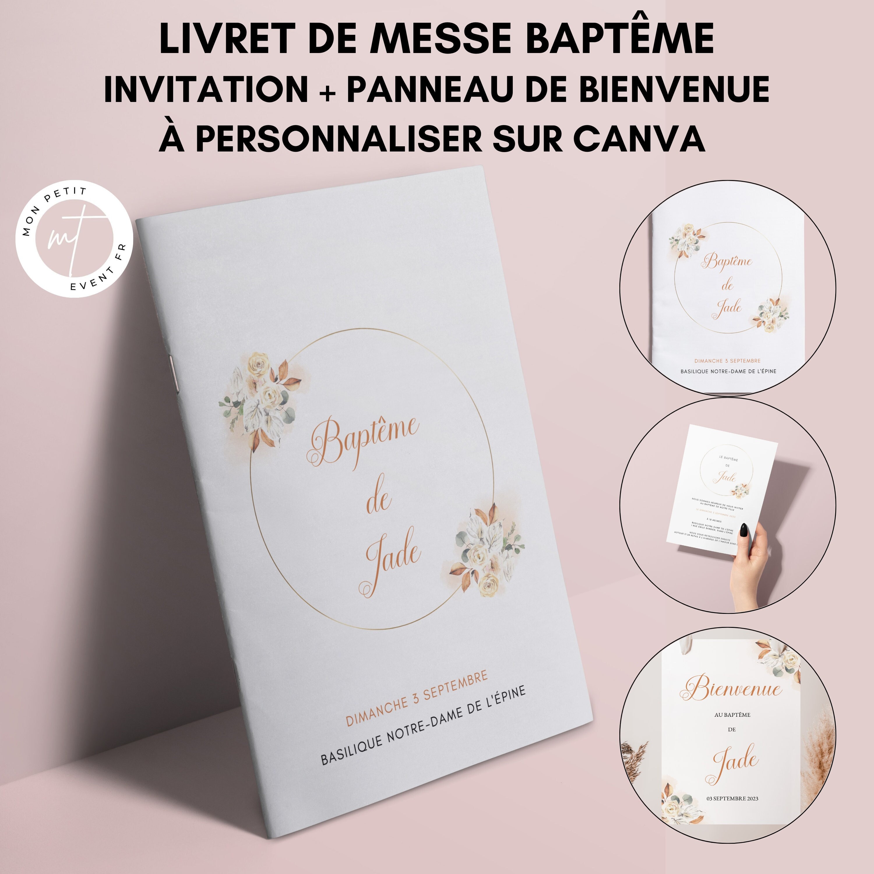 Livret de messe Baptême à personnaliser sur Canva - Livret de messe ...