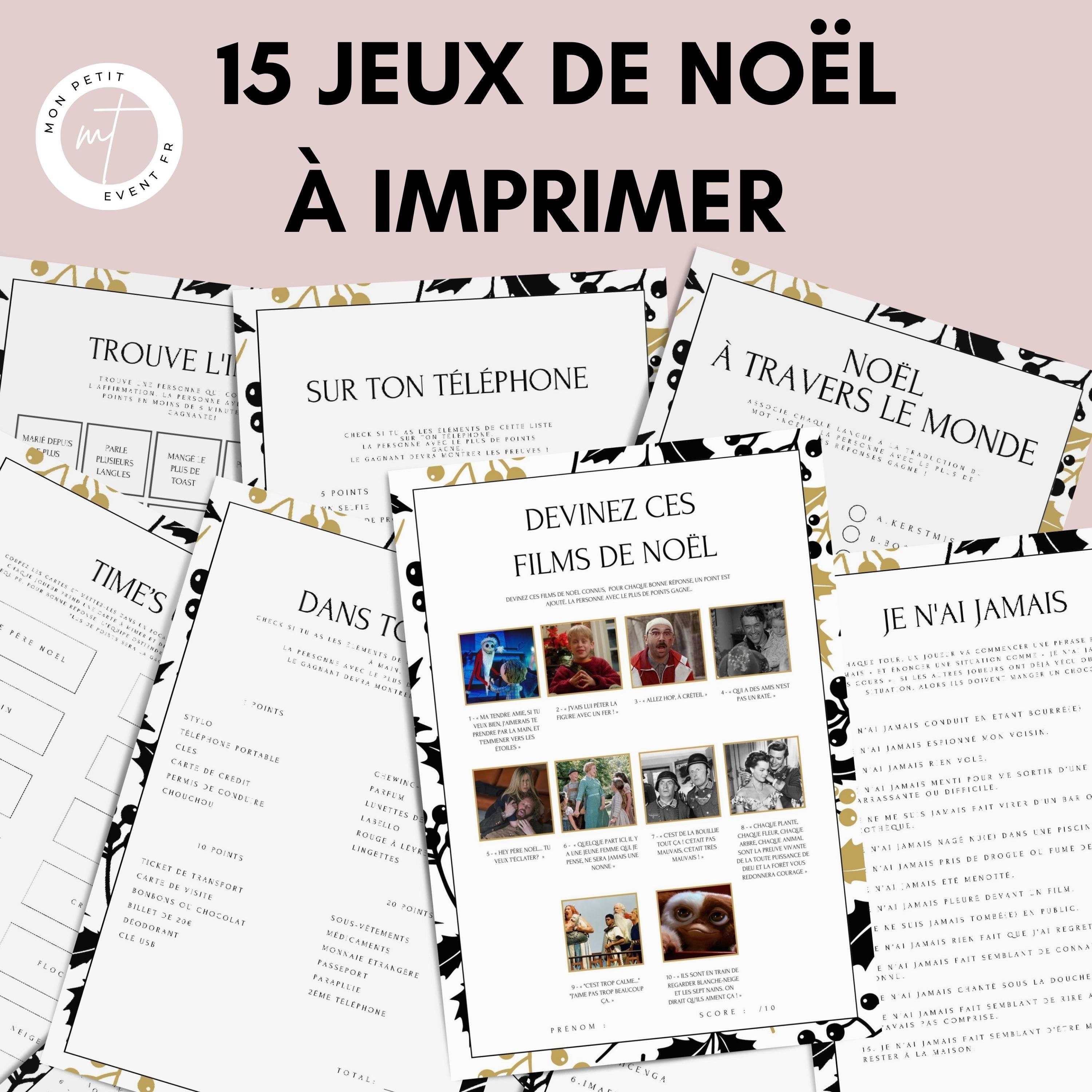 Jeux de Noël imprimable en français Activités Noël Carte de jeux pour ...