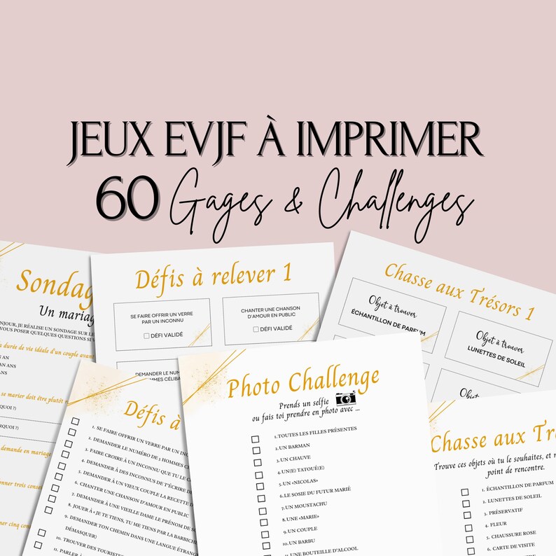 Jeux EVJF à imprimer - 60 Gages, Défis & Challenges pour un enterrement ...