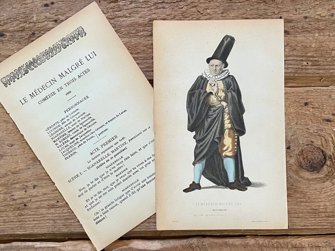 Moliere! Classic French Theatrical Comedy Character! Framable Hand ...