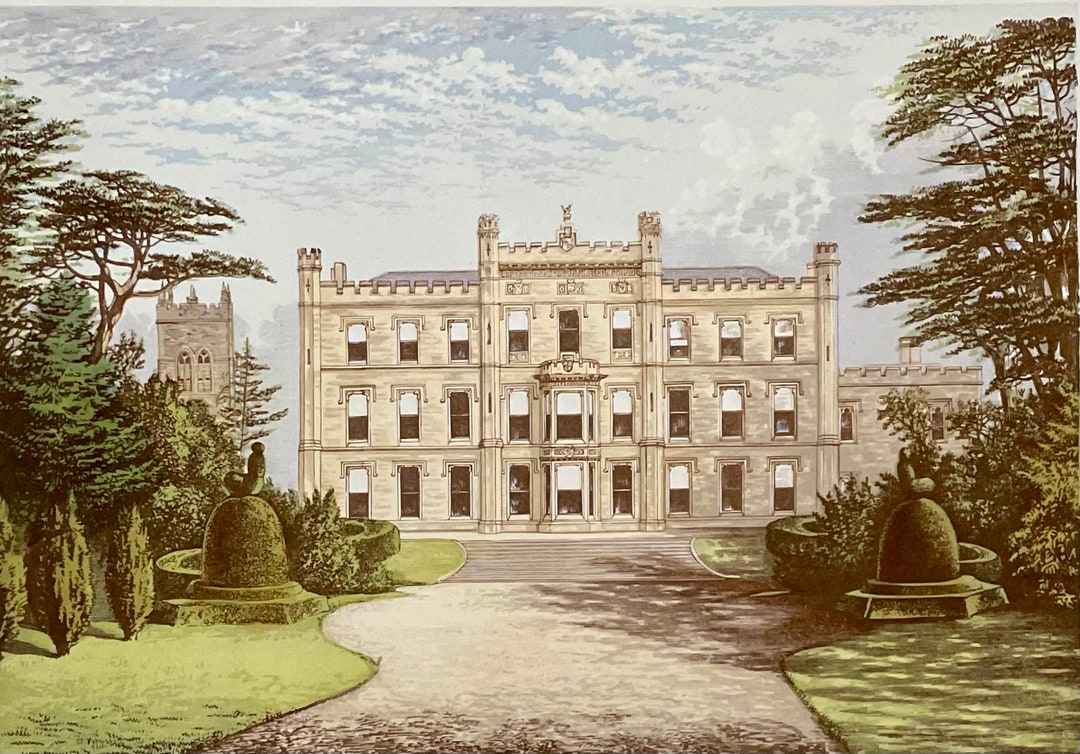 Elvaston Castle! Derbyshire, England! Framable Antique Chromolithograph ...