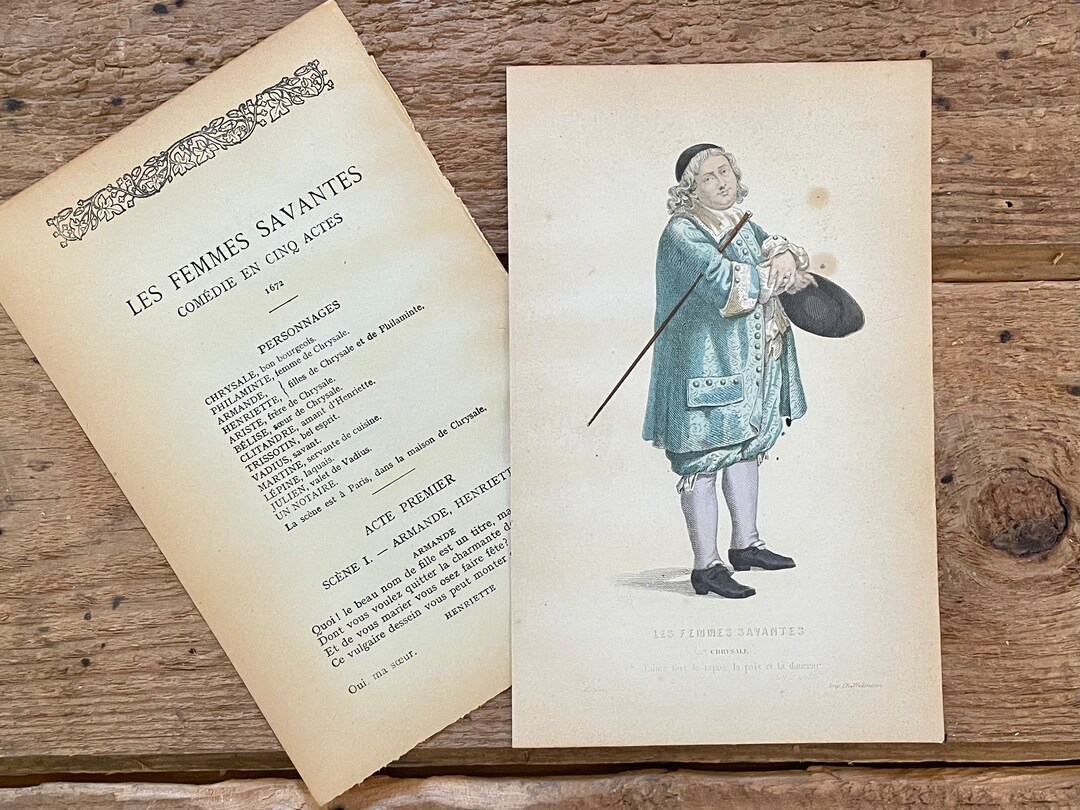 Moliere! Classic French Theatrical Comedy Character! Framable Hand ...