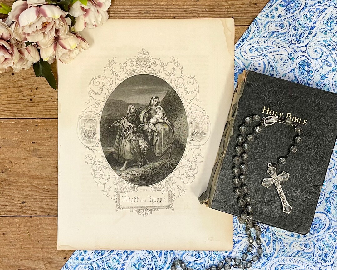1868 Flight Into Egypt Steel Engraving! Life of Christ! Framable ...