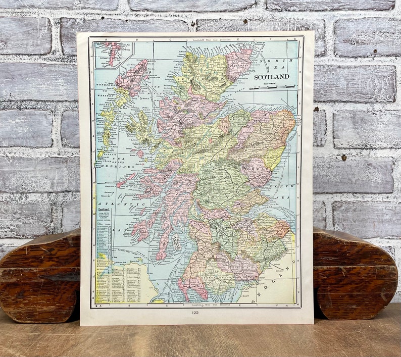 1902 England & Wales Map Scotland Map Original Framable - Etsy