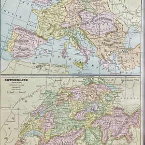 1887 France Map! Europe & Switzerland! Framable Original Lithograph Map ...
