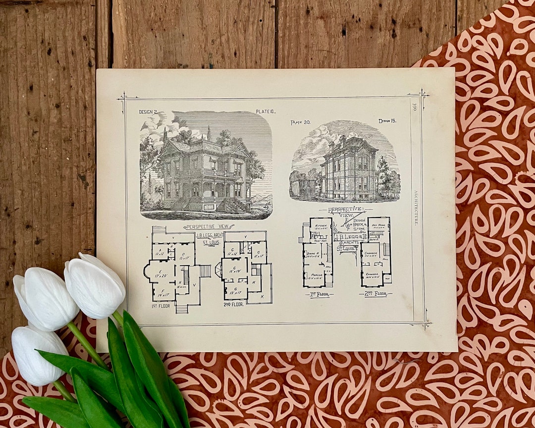 1880’s House Plans & Perspective View! J B Legg, Architect! Antique ...