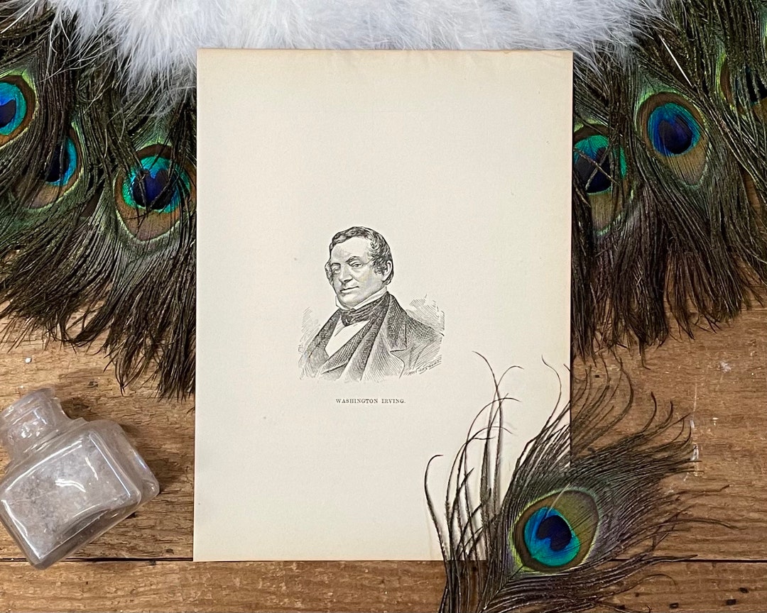1888 Washington Irving Portrait Engraved Illustration! Framable ...