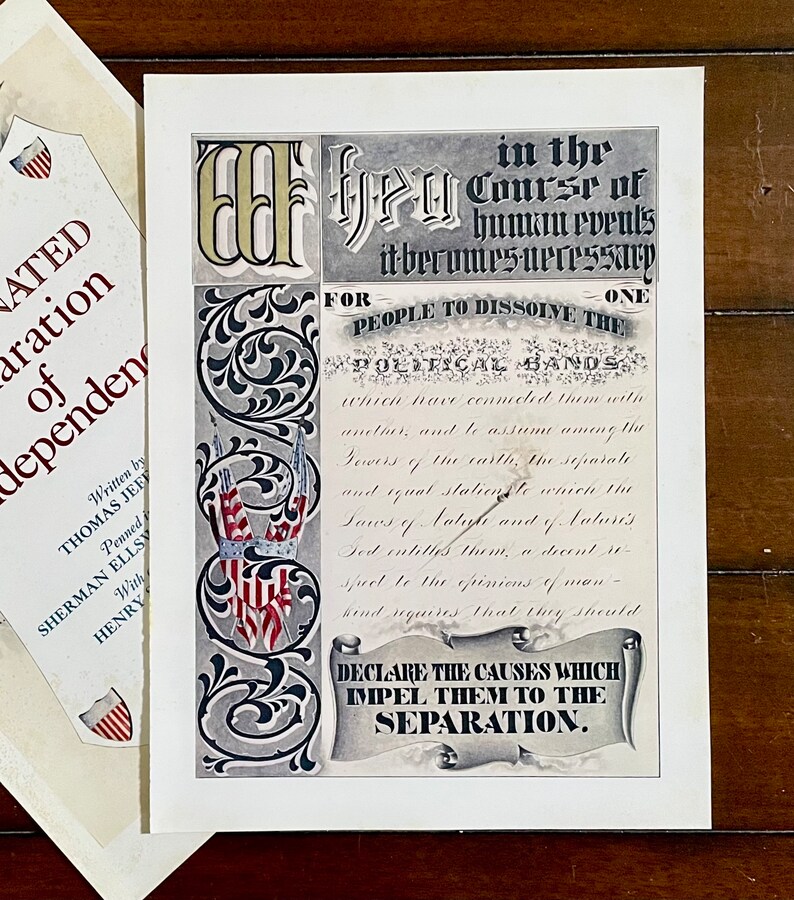 Declaration of Independence Print: 1976 Bicentennial Lithograph - Etsy