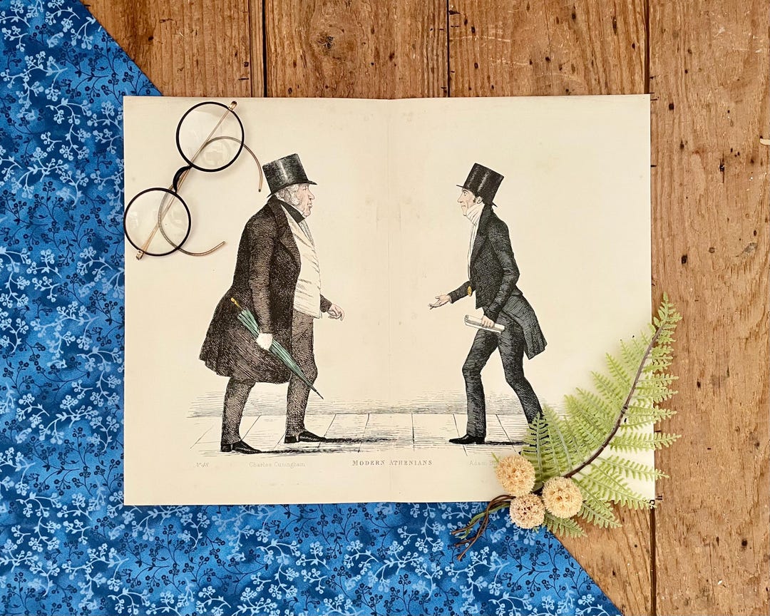 1882 Scottish Men’s Hand Color Engraving! Antique Wall Hanging ...