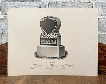 Headstone Advertising Catalog Sheet Framable Gravestone - Etsy