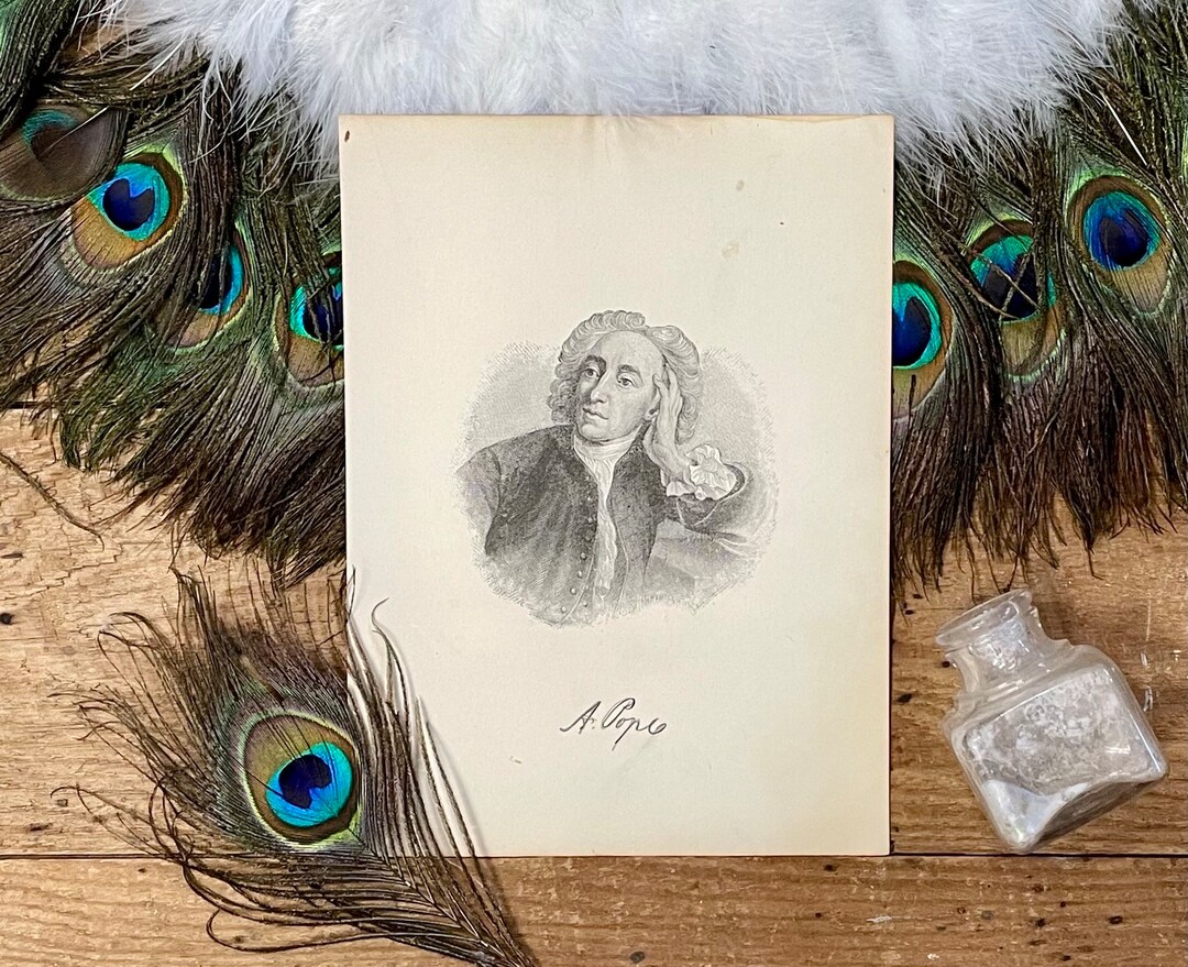 1888 Alexander Pope Portrait Engraved Illustration Framable Literary ...