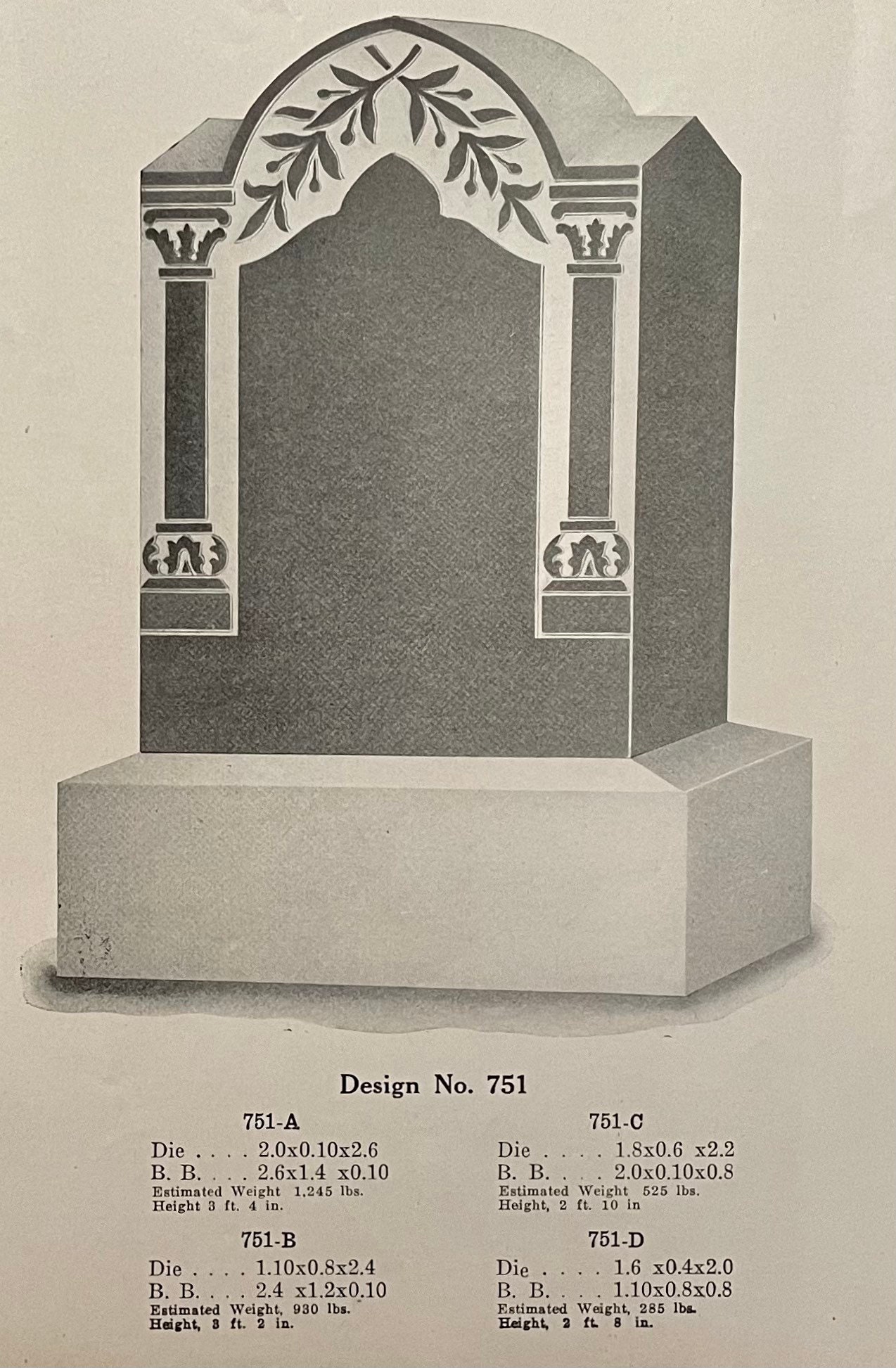 Headstone Advertising Catalog Sheet Framable Gravestone Ephemera ...