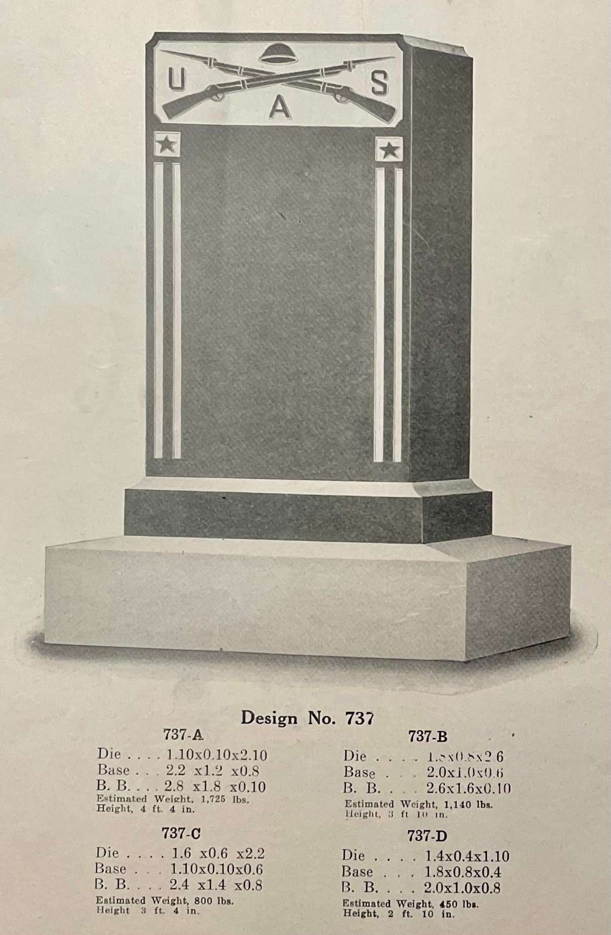 Headstone Advertising Catalog Sheet Framable Gravestone Ephemera ...