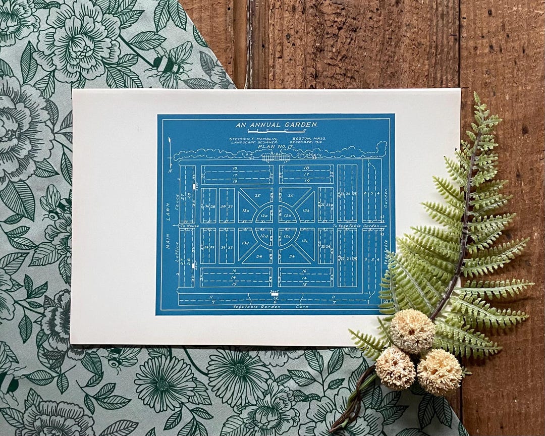 1916 Annual Garden Plan Blueprint: Framable Landscape Art - Etsy