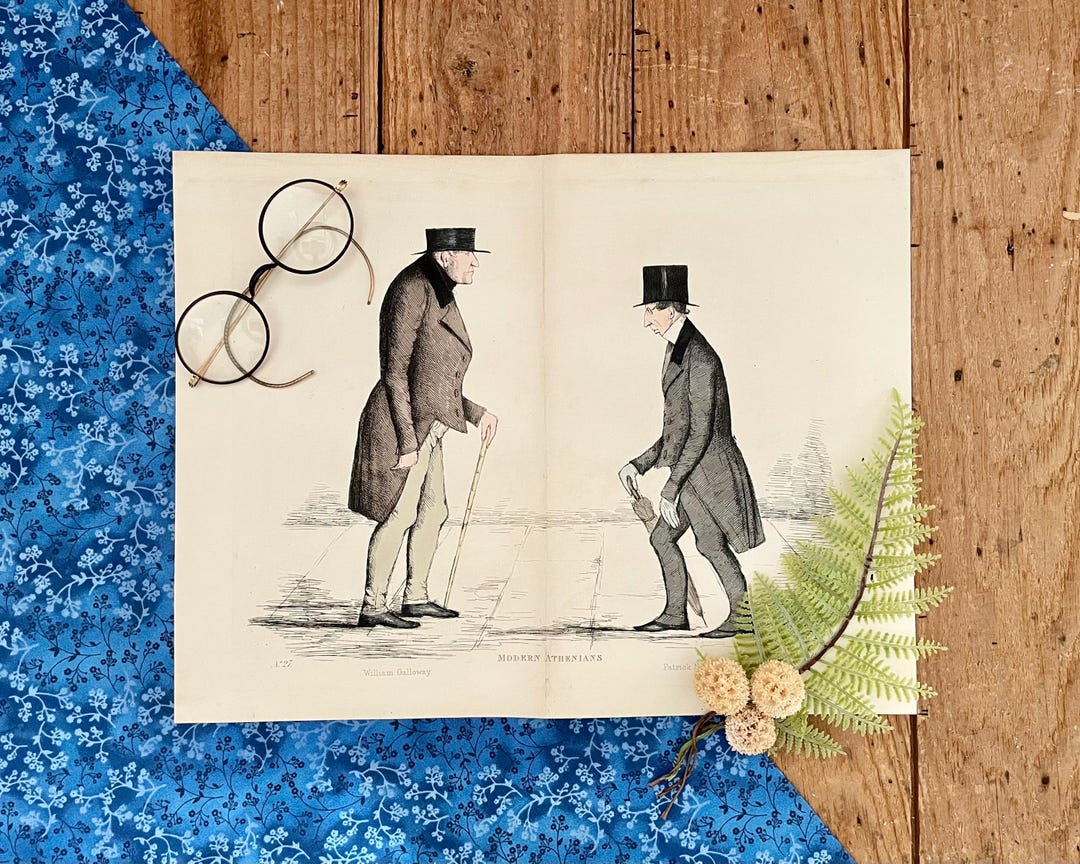 1882 Scottish Men’s Hand Color Engraving! Antique Wall Hanging ...