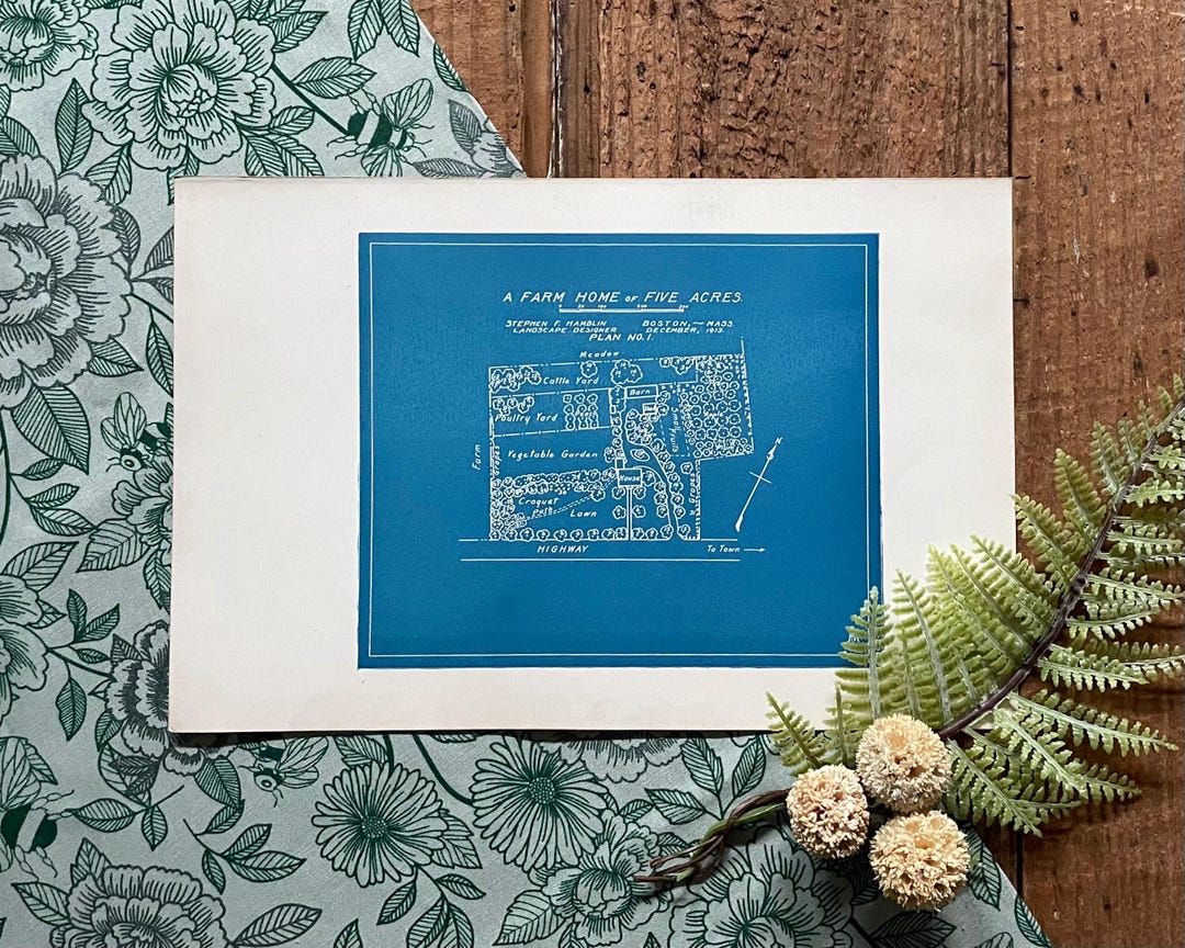 1916 Garden Blueprint: Farm Home Landscape Design Art Print - Etsy