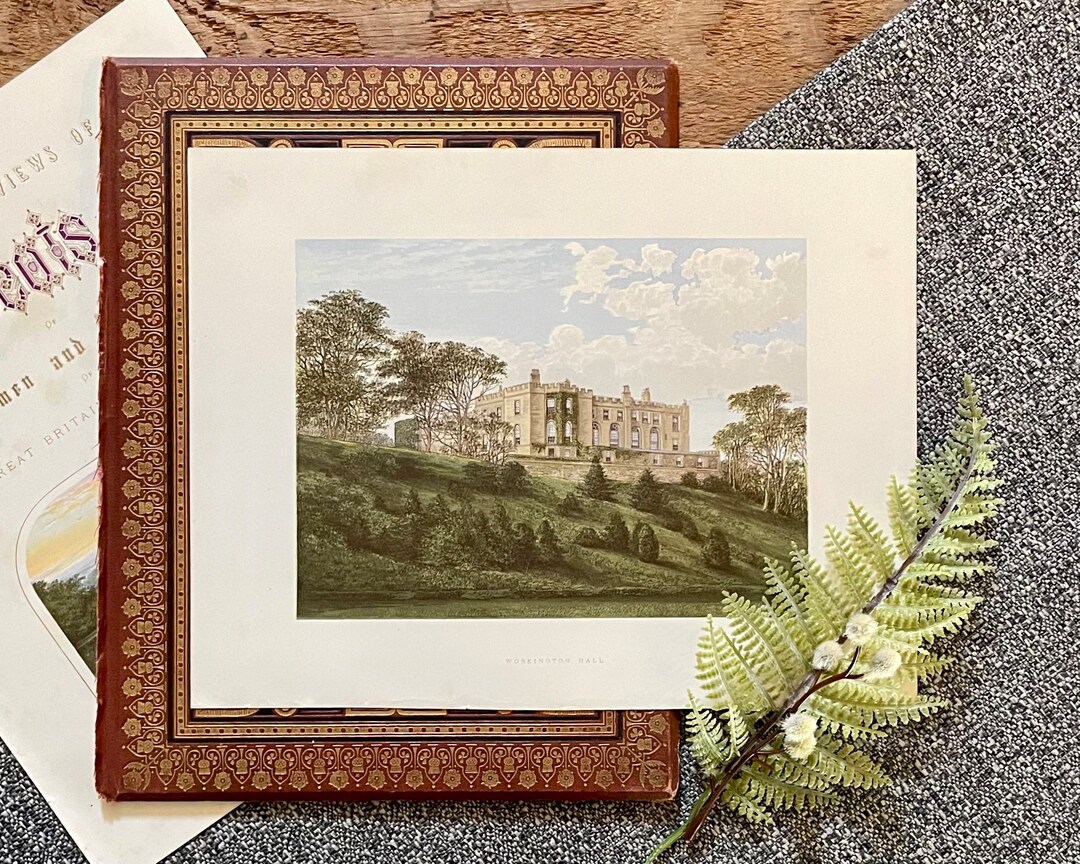 1878 Workington Hall! Cumberland, England! Framable Antique Lithograph ...