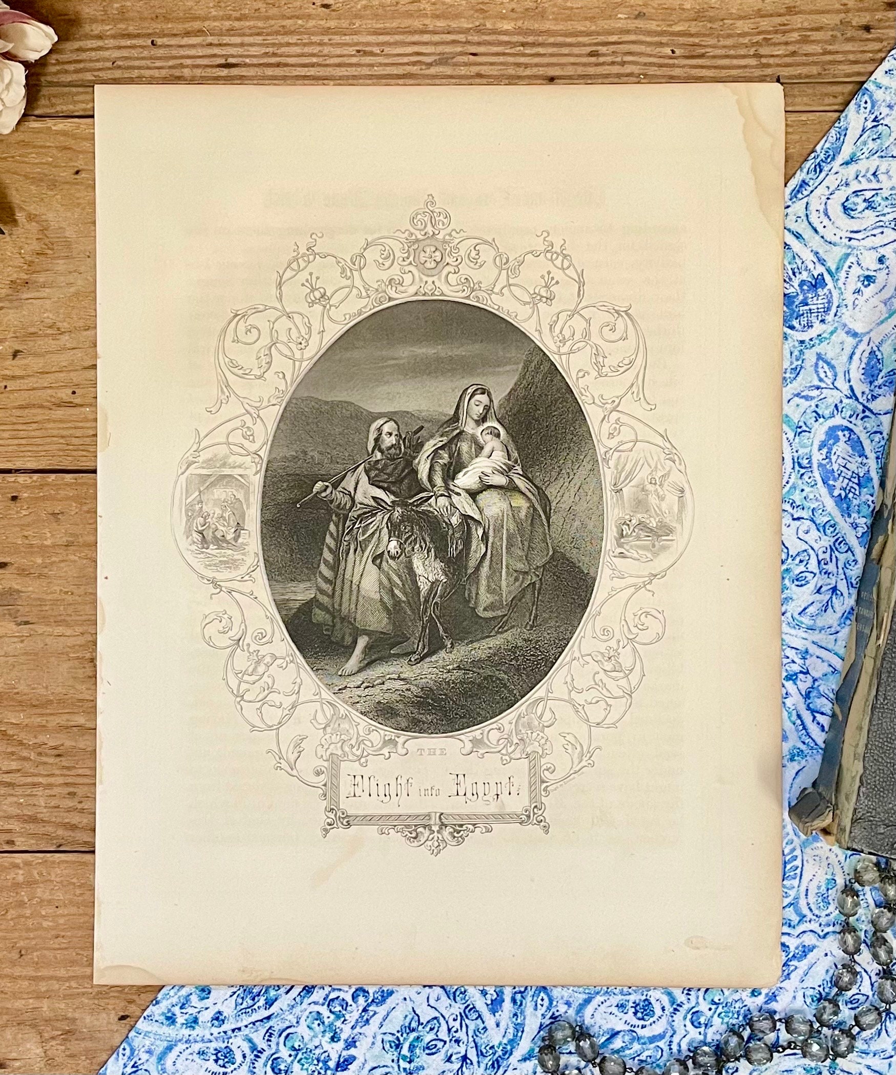 1868 Flight Into Egypt Steel Engraving Life of Christ Framable Biblical ...