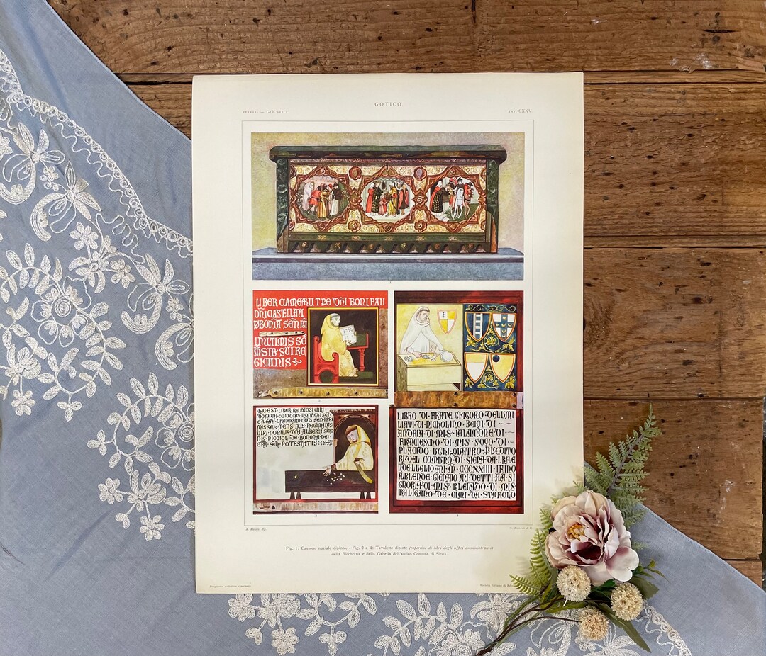 1925 Italian Gothico Ornamental Architecture Drawing Print! Framable ...