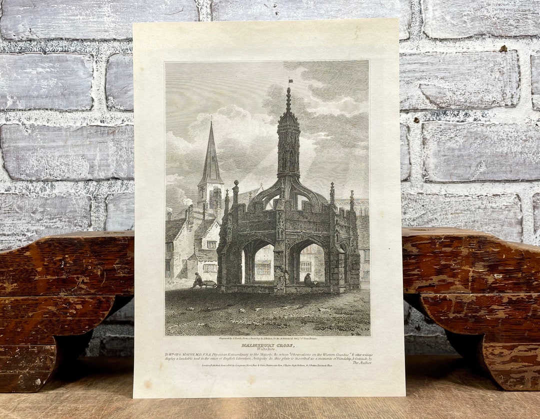 1807 Malmsbury Cross Architectural Drawing! British Antiquities! John ...