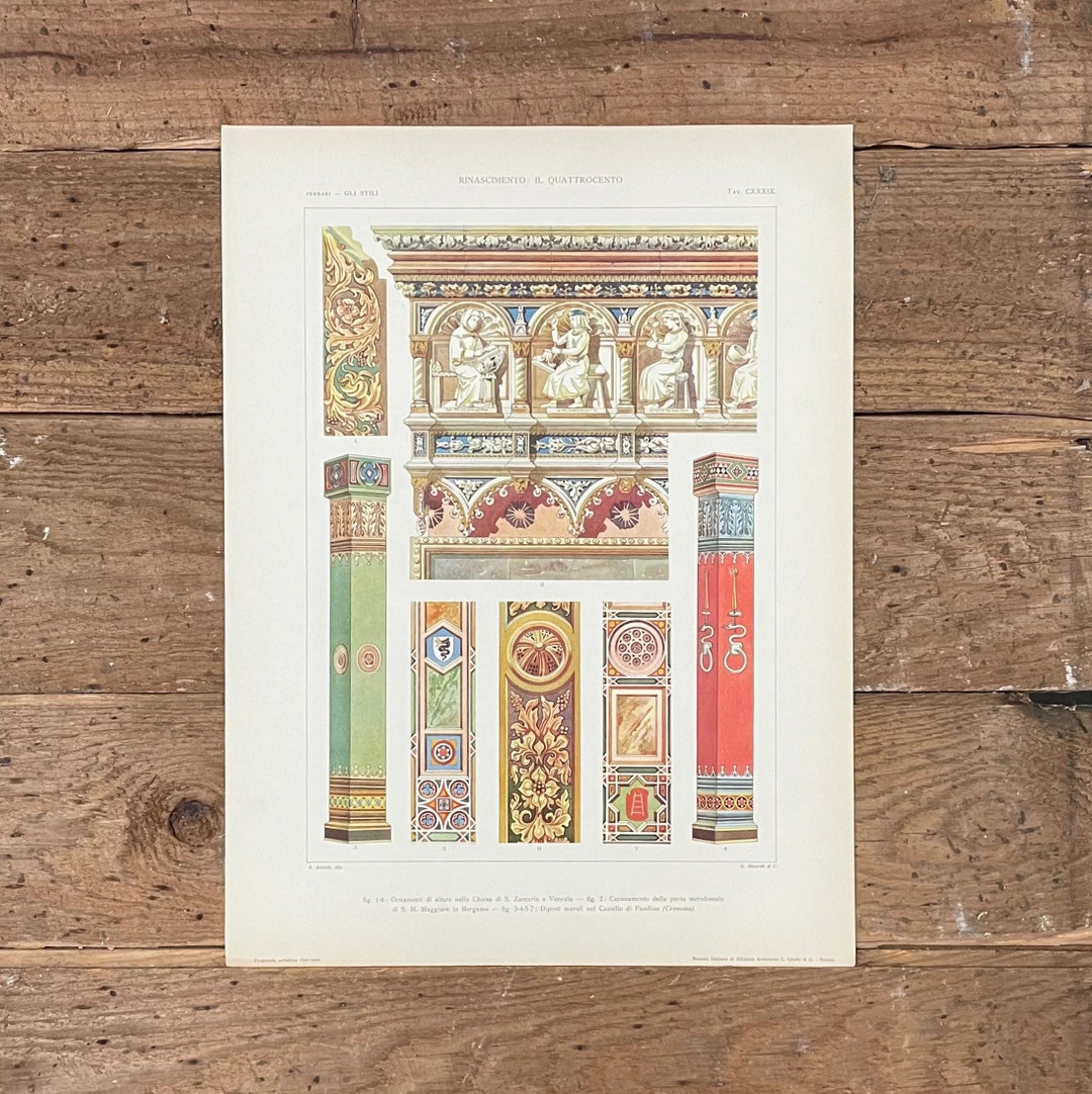 Venetian Ornamental Architecture Print Gli Stilo Framable Renaissance ...