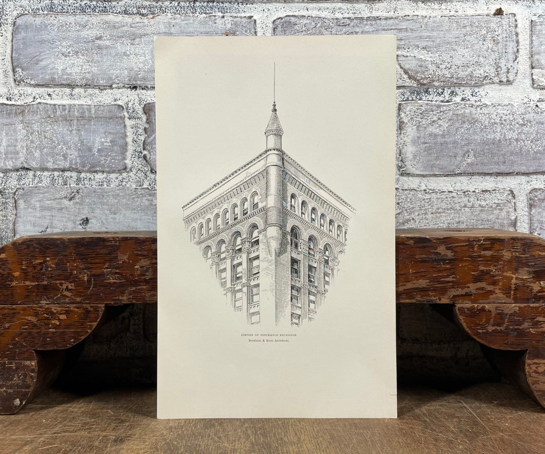 1892 Insurance Exchange Building Print: Chicago Architecture Engraving ...