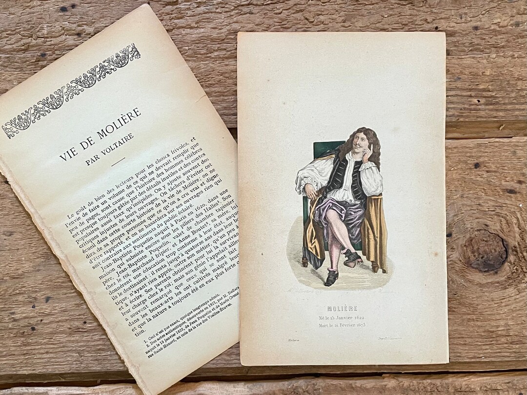 Moliere! Classic French Theatrical Comedy Character! Framable Hand ...