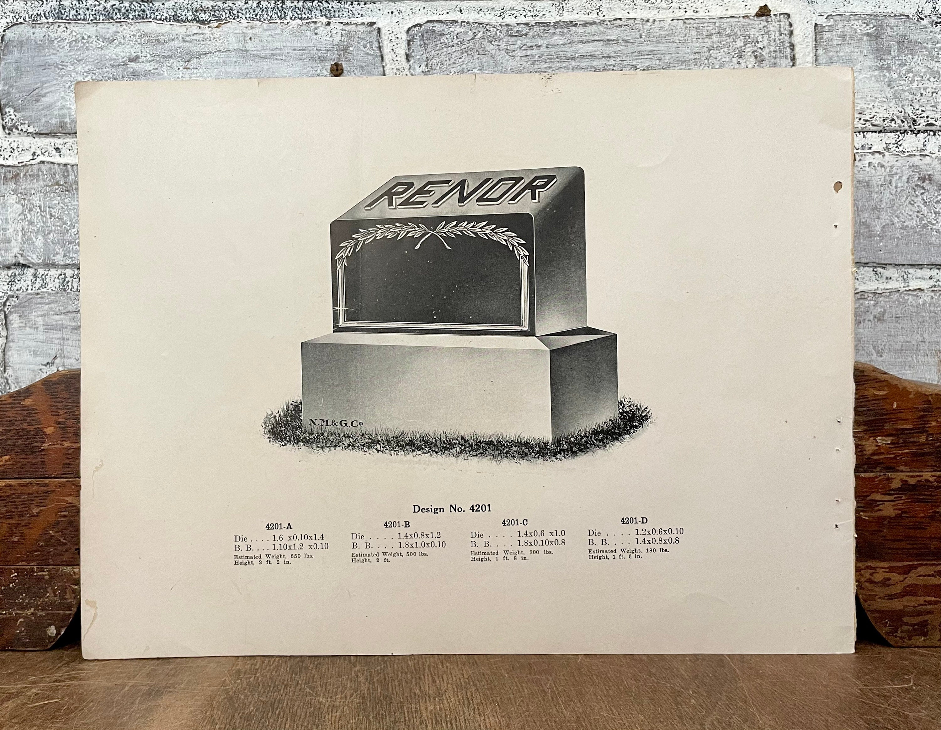 Headstone Advertising Catalog Sheet Framable Gravestone - Etsy