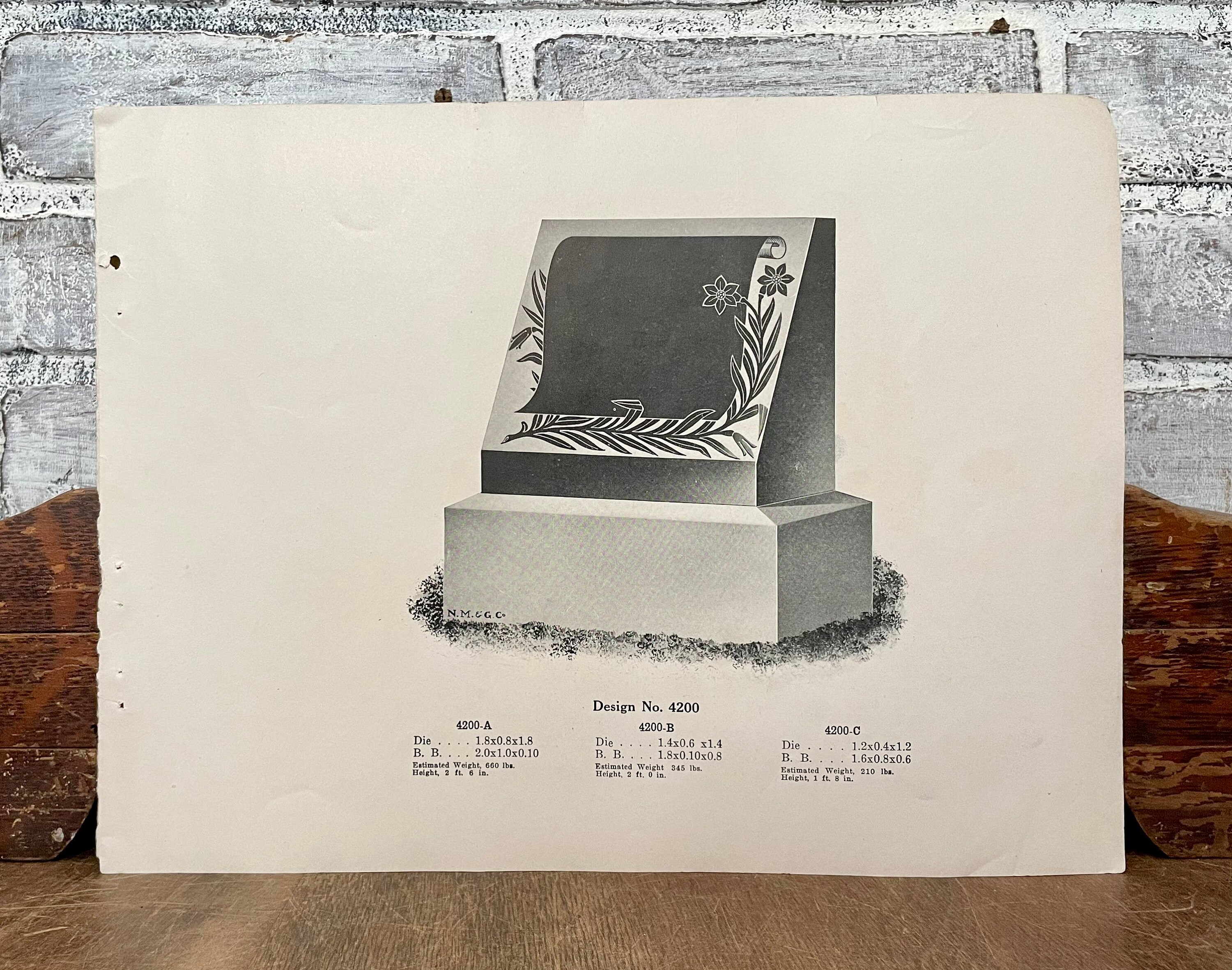 Headstone Advertising Catalog Sheet Framable Gravestone - Etsy