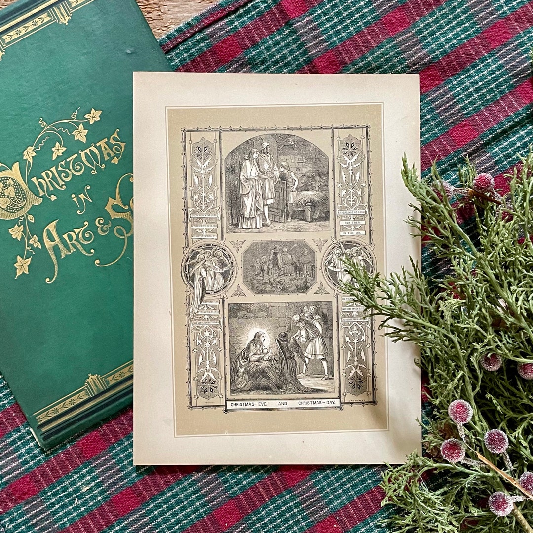 1879 Christmas in Art Cover Engraved Print! Nativity! Framable Religious Christmas Art! Holiday ...