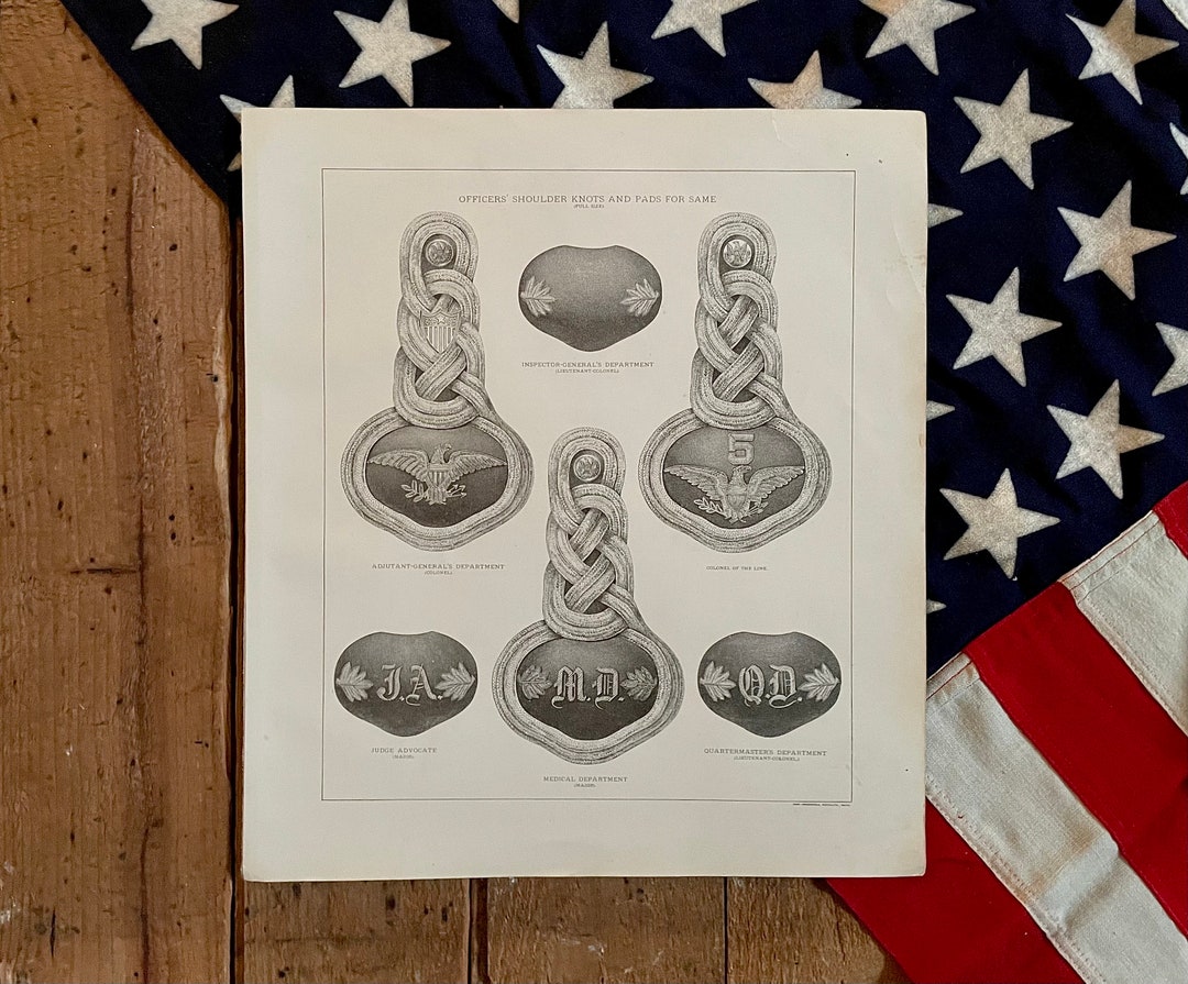 1888 US Army Officers Shoulder Knots and Pads! Framable Antique Black ...