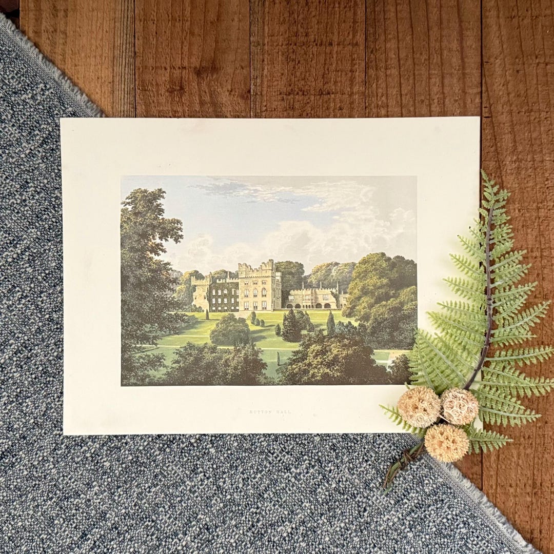 1878 Hutton Hall Print: Antique English Landscape Lithograph - Etsy