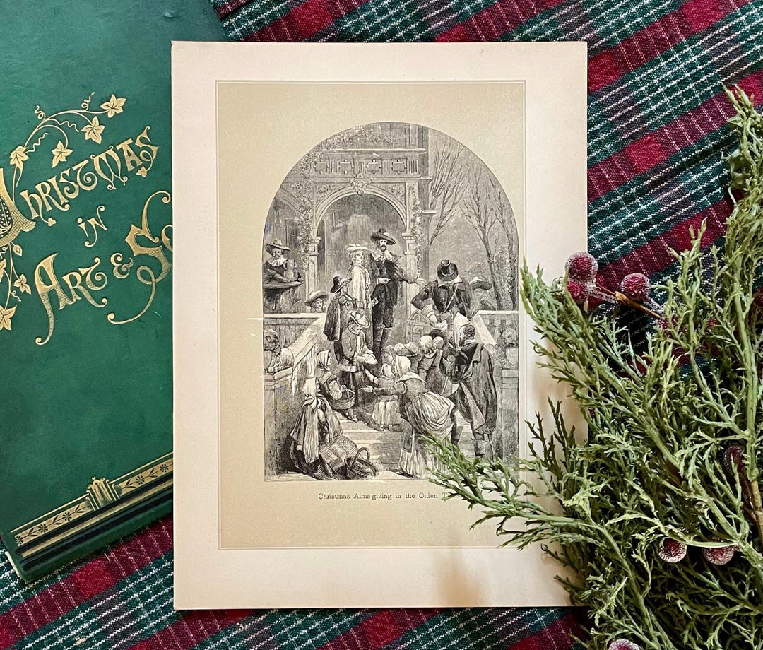 1879 Christmas in Art Cover Engraved Print! Almsgiving in the Olden ...
