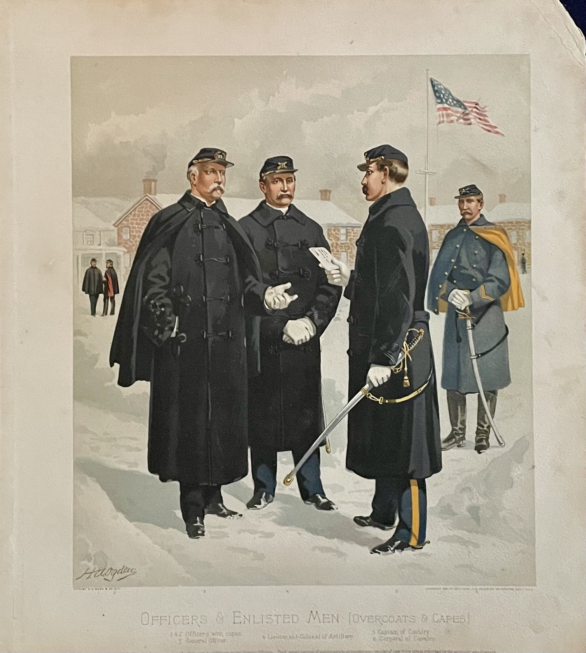 US Army Officers & Enlisted Men! Overcoats and Capes! Framable Antique ...