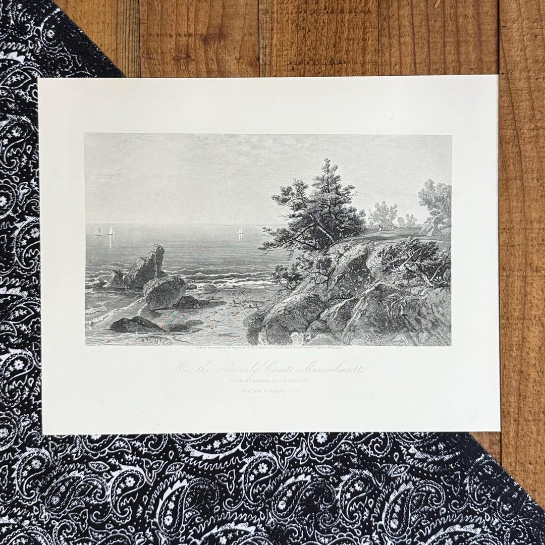 1872 off the Beverly Coast Print! Framable Massachusetts B&W Steel ...